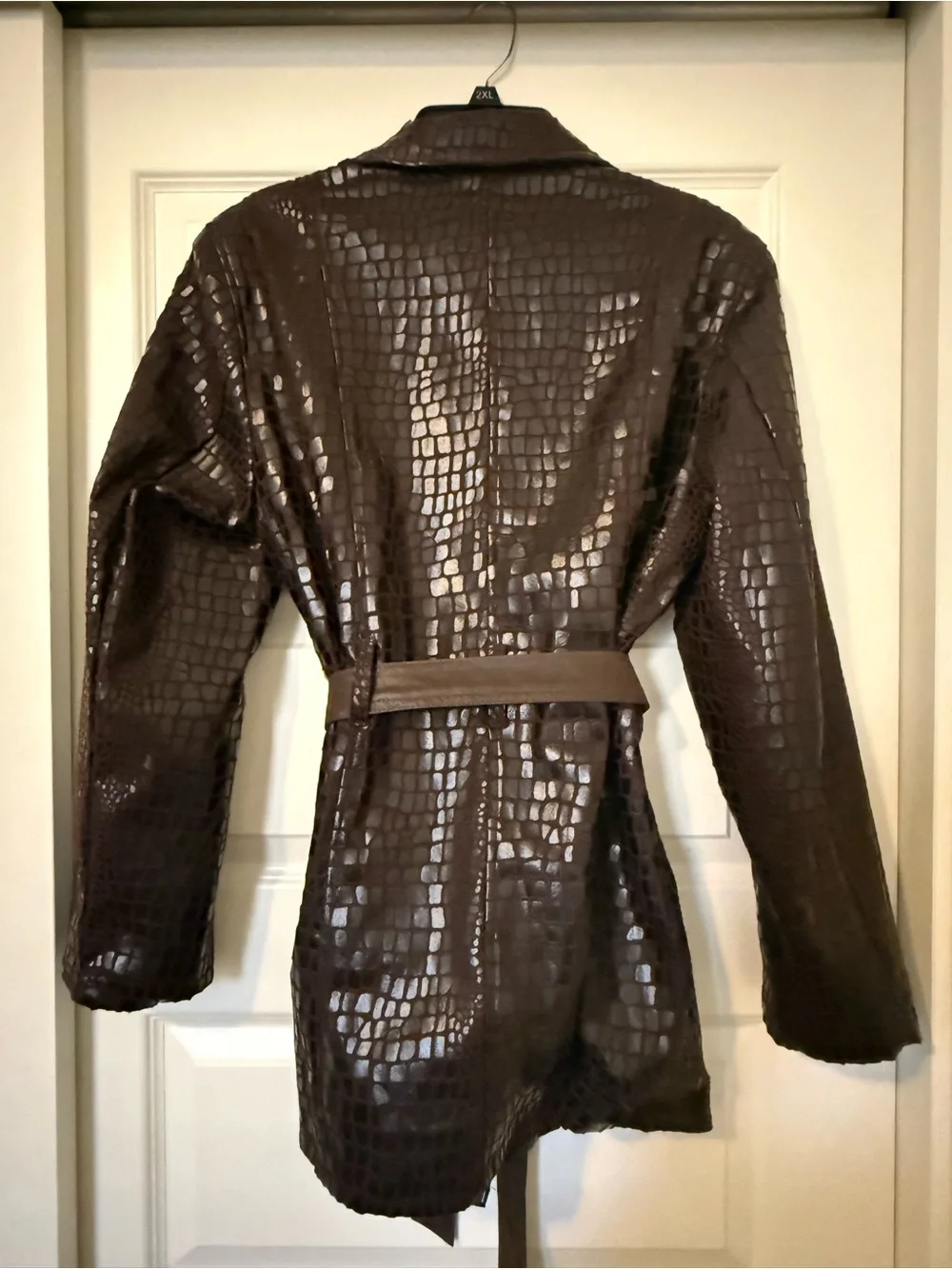 Selene Sport | Jackets & Coats | Selene Sport Dark Brown Crocembossed ...